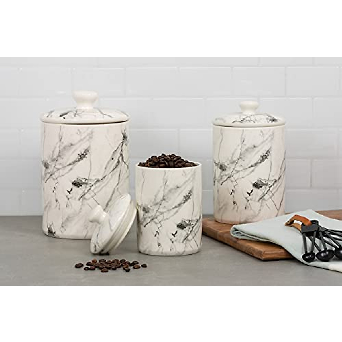 10 Strawberry Street Marble Kitchen Canister Set, 3 Piece