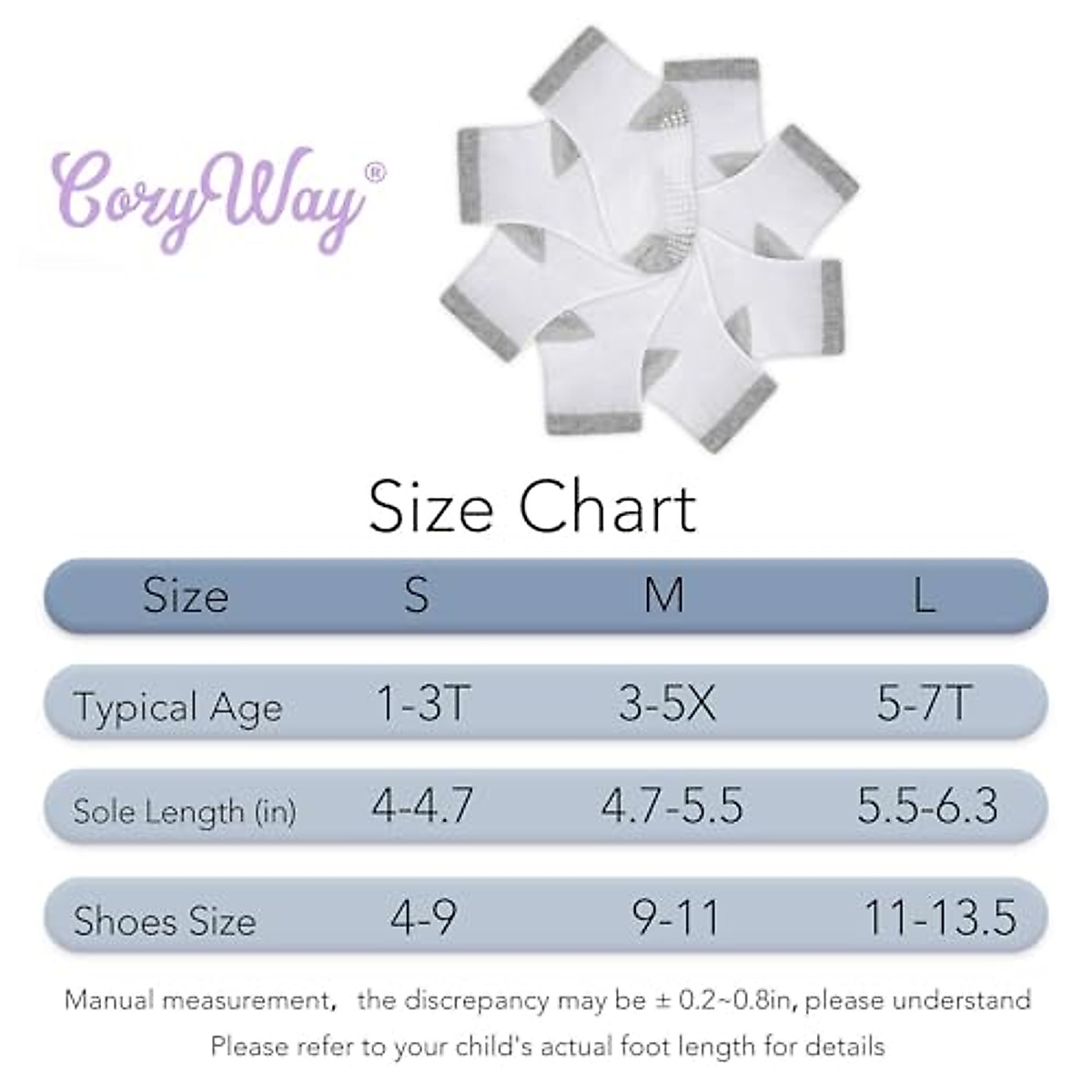 CozyWay Toddler Socks With Grippers Non Slip Crew Grip Socks for Girls and Boys Soft Comfy Cotton - 1T-3T Unisex Multi Color - 12 Pack