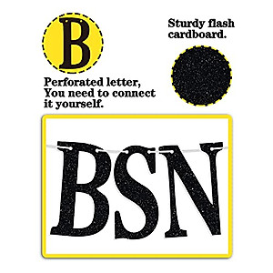 Ferastar 2021 BSN Banner, Congrats Nurse Banner, Class of 2021 Nurse Graduation Party Decoration Black Red Glitter