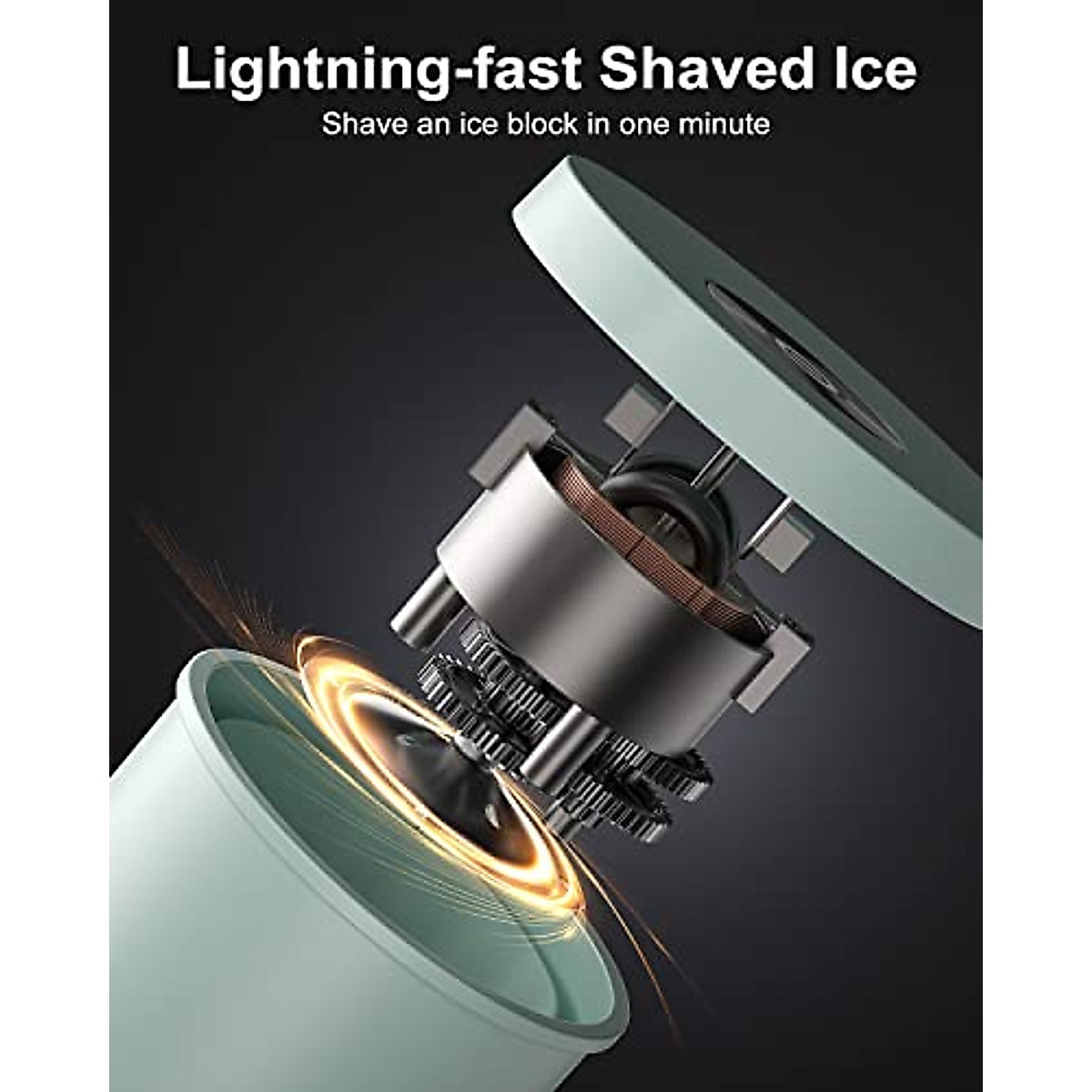 CROWNFUL Shaved Ice Machine Snow Cone Machine, 2 Ice Cups with Lids, Ice Shaver Machine for Snow Cones, Snowballs, Frozen Cocktails and More, Easy to DIY with Snow Cone Syrup at Home