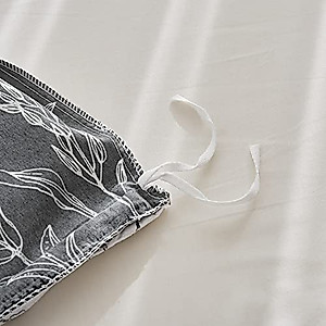 Floral Queen Duvet Cover, Microfiber 3 Pieces Floral Bedding Queen Set, 1 Duvet Cover +2 Pillowcases, Black and White Floral Duvet Cover Queen, with Zipper Closure, Durable, Easy Care (NO Comforter)