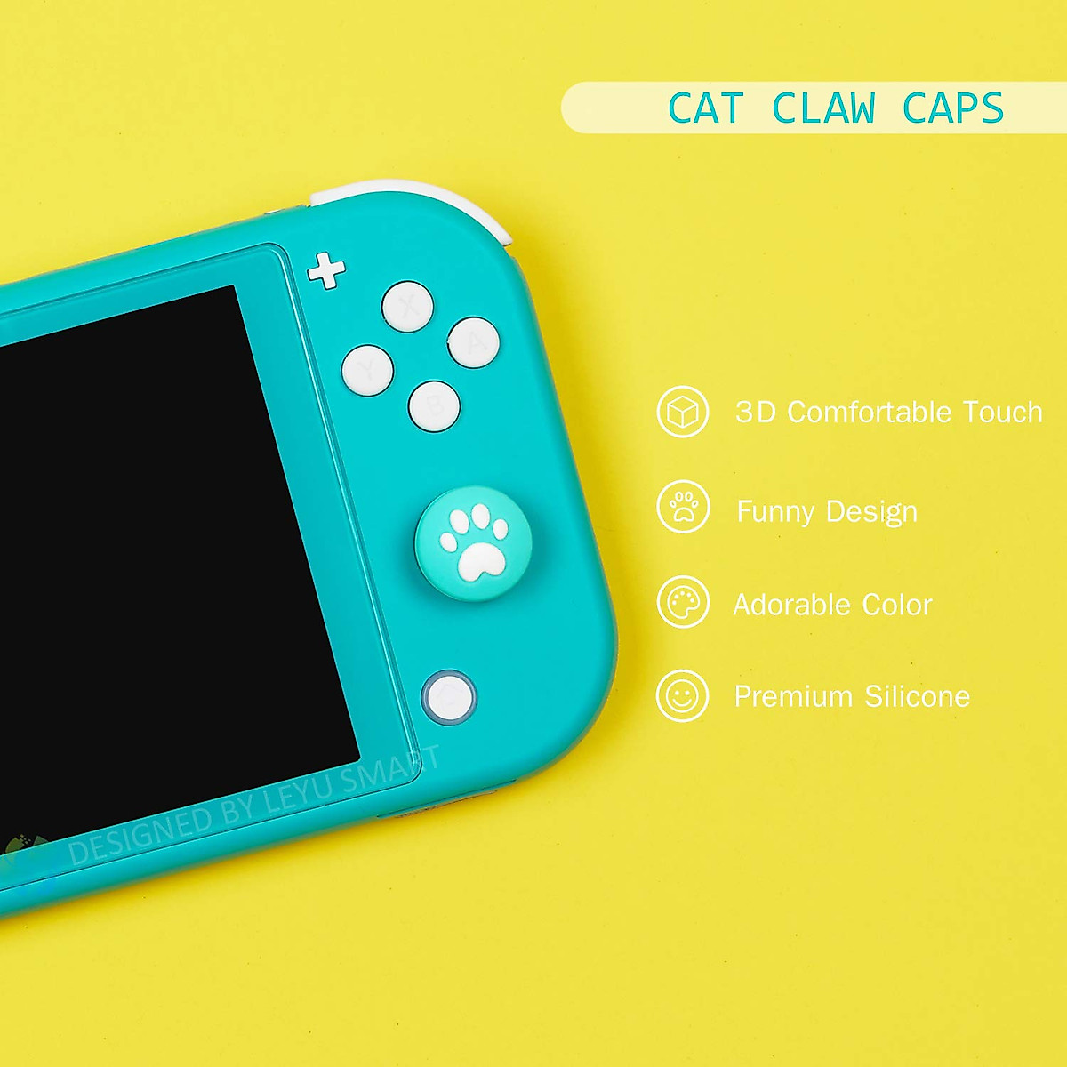 Thumb Grips Cap for Nintendo Switch/OLED/Switch Lite, Cute Analog Stick Cover Skin for Joy-Con Thumbstick,4Pcs (Yellow&Teal)