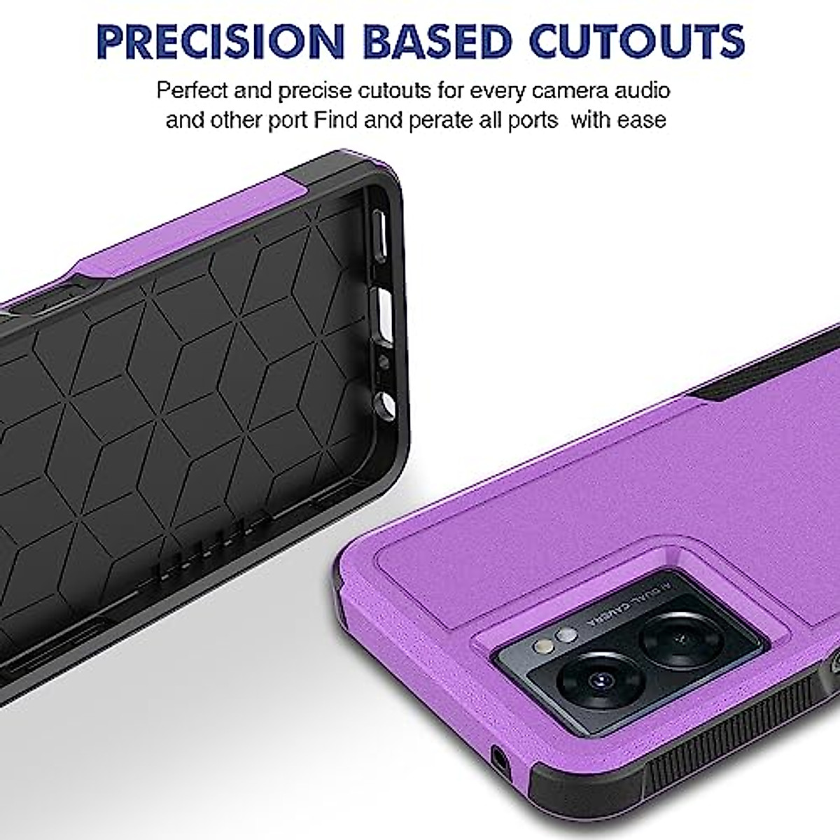 Jeylly for OnePlus Nord N300 5G Case, Matte Texture Shockproof TPU Bumper Hybrid Design Phone Case for OnePlus Nord N300, Military Grade Drop Protective Cover for Women Men, Purple