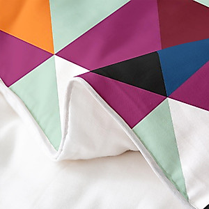 Erosebridal 100% Natural Cotton Geometric Rainbow Duvet Cover,Geometry Diamond Bedding Set,Abstract Triangle Comforter Cover Queen,Modern Fashion Graphic Bed Sets with 2 Pillowcases Home Room Decor