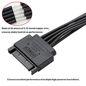 YiKaiEn 15 Pin SATA Power Extension Cable SATA Male to Female Extender Cable Adapter for HDD Hard Drive 12.6inch 32cm