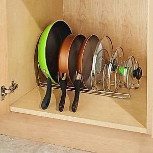 InterDesign Classico Kitchen Cabinet Storage Organizer for Skillets; Pans - 17"; Chrome