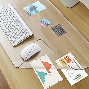 Awnour Clear Desk Mat on top of desks - 24 x 14 inches - Clear Transparent Plastic Desk Protector - Desk Writing Mat for Office and Home