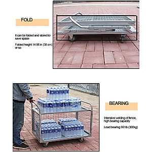 BaiYouMei Platform Truck Cart with Cage,4in1 Foldable Hand Truck Flat Cart 39"x24" Heavy Duty Push Cart Dolly, Load 1000lbs Large Flatbed Hand Truck Cart for Grocery, Laundry, Shelving, Storage