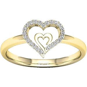 U-M Heart Shaped Rings for Women Cubic Zirconia Fashion Double Love Heart Openwork Ring Cz Statement Engagement Wedding Band Fine Jewelry Gifts for Her Practical Design