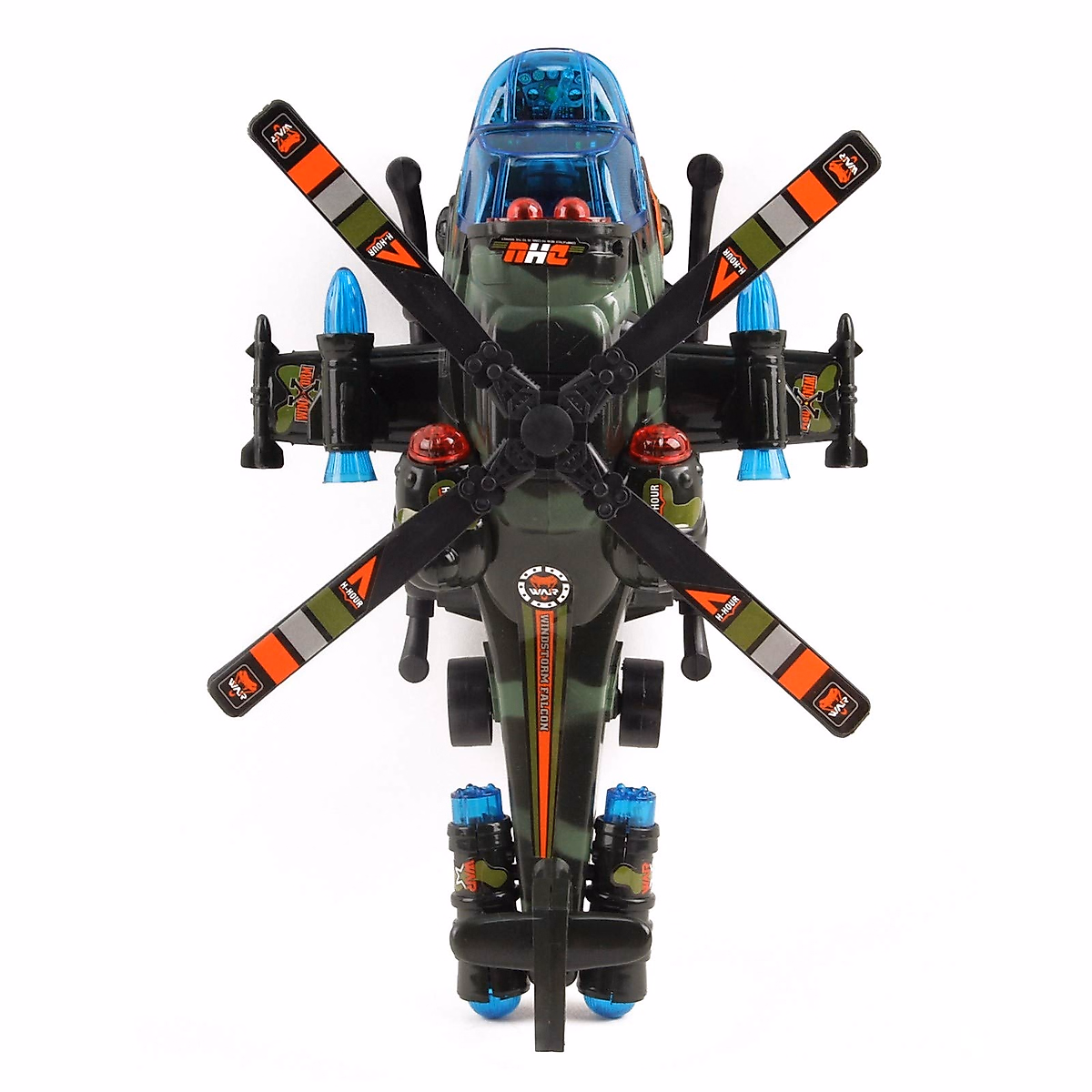 Vokodo Military Helicopter with Lights Sounds Bump and Go Self Riding Army Chopper Aircraft Toy Durable Battery Operated Kids Action Airplane Pretend Play Great Gift for Children Boys Girls Toddlers