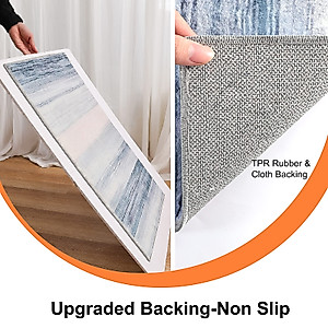 Cristgee Door Mat, Front Indoor Door Mat Faux Wool Non-Slip Entryway Rug Absorbent Abstract Throw Rug for Indoor Entrance Hallway Laundry Room, High Traffic Areas, 20X32 Inches, Blue Washable