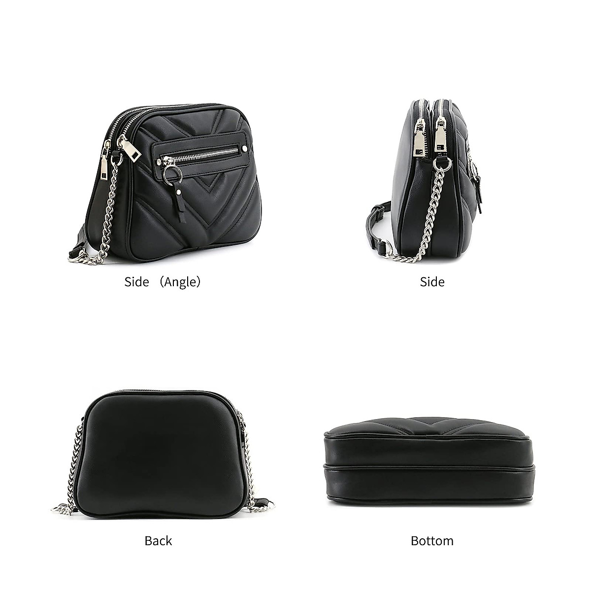 MAXWISE Women Zipper Pocket Crossbody Bag Shoulder Purse Fashion Travel Bag with Multi Pockets (Black)