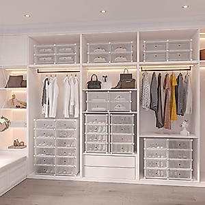 UNZIPE Shoe Rack Cabinet, 8-Tier Shoe Storage Organizer with Doors for Entryway, 16 Pair Plastic Shoe Shelves with Covered DIY Freestanding Shoe Tower for Closet Bedroom Hallway Mudroom Garage, White