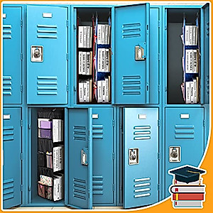 Yaomiao 4 Pcs Adjustable Locker Shelf 3 Shelf Hanging Locker Organizer Locker Shelf Organizer with Trim for School, Work, Gym, Storage 9 x 6.7 x 37.8 Inches, 4 Styles
