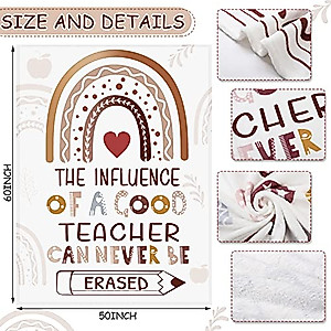 Teacher Blanket Birthday Gift Teachers Appreciation Blanket 60''x50'' Thank You Graduation Present Idea Flannel Soft Throw Blanket for Women School Retirement Birthday Teacher's Day (Rainbow)