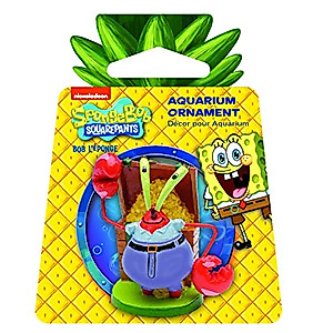 Penn-Plax Officially Licensed Spongebob Squarepants Aquarium Ornament – Mr. Krabs (Mini/Small Size) – Perfect for Freshwater and Saltwater Tanks, Multicolor, One Size