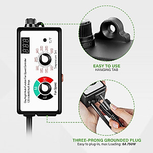 iPower Variable Vent Duct Inline Blower Fan Speed Adjuster with Temperature Controller for HVAC Ventilation System, 750W 6A