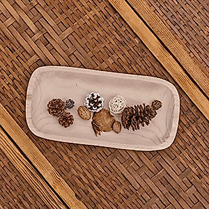 Uziass Wooden Dough Bowls, 17” Hand Carved Large Wood Dough Bowl for Decor Rustic Decorative Wood Dough Bowl Long Wood Bowl for Dining Table Centerpiece Living Room Home Kitchen Accent Piece Decor