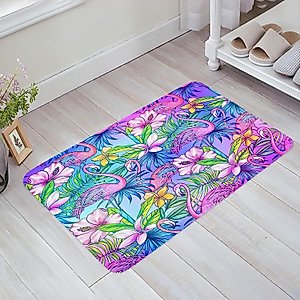 Front Door Mat Floor Mats for Home Decor, Flamingo Memory Foam Runner Entryway Area Rug Non-Slip Absorbent Doormat Washable Rug, 18x30Inch Welcome Mats Carpet for Bedroom Decor Living Room Decor