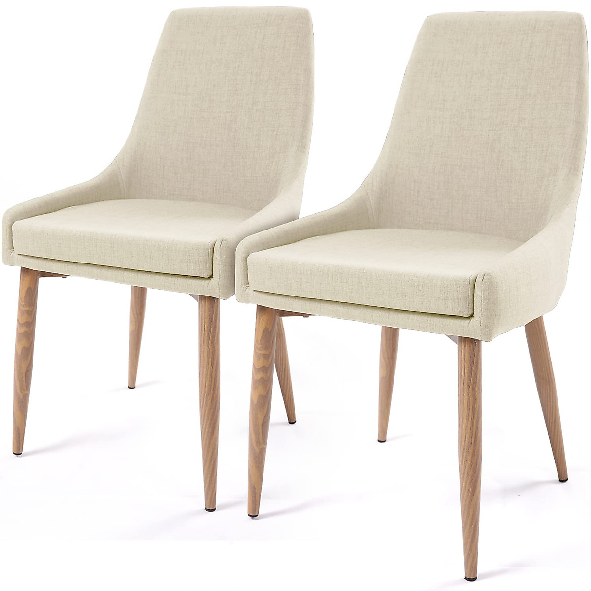 E&D FURNITURE Dining Chairs, Accent Living Room Chair Set of 2 Beige Kitchen and Dining Room Chairs with High Back 2 Pack Fabric Dining Chairs Sillas para Comedor Upholstered Dining Metal Leg Chairs
