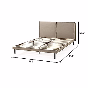 ZINUS Taylor Velvet Upholstered Platform Bed Frame with Split Headboard, Velvet Bed Frame, No Box Spring Needed, Easy Assembly, Latte, Full