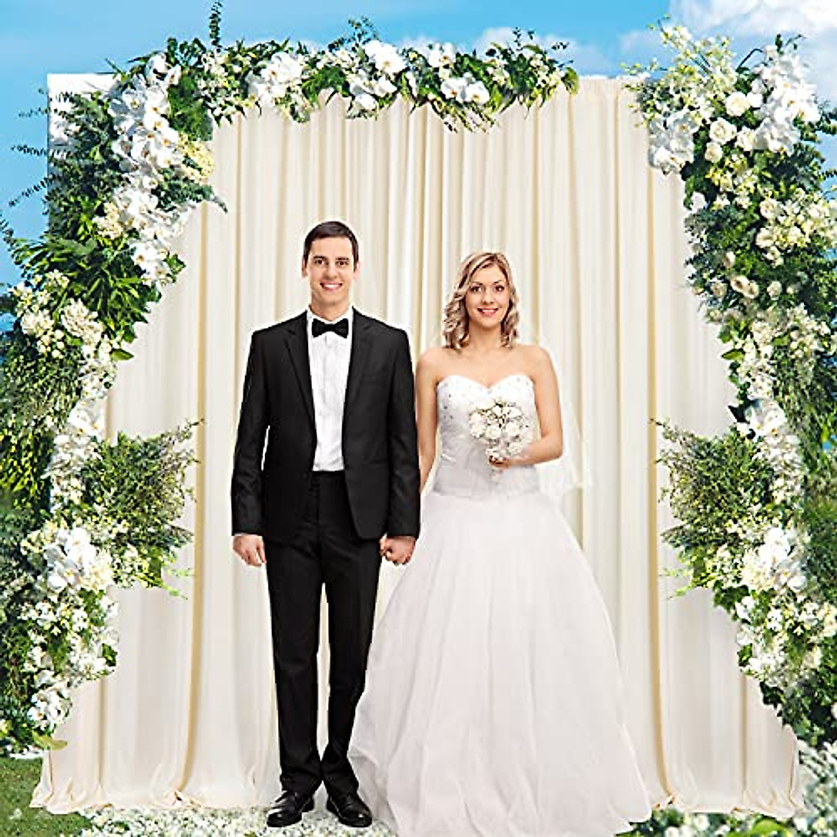 10x10 Champagne Backdrop Curtain for Parties Wedding Baby Shower Wrinkle Free Photo Curtains Backdrop Drapes Fabric Decoration for Bridal Shower 5ft x 10ft,2 Panels