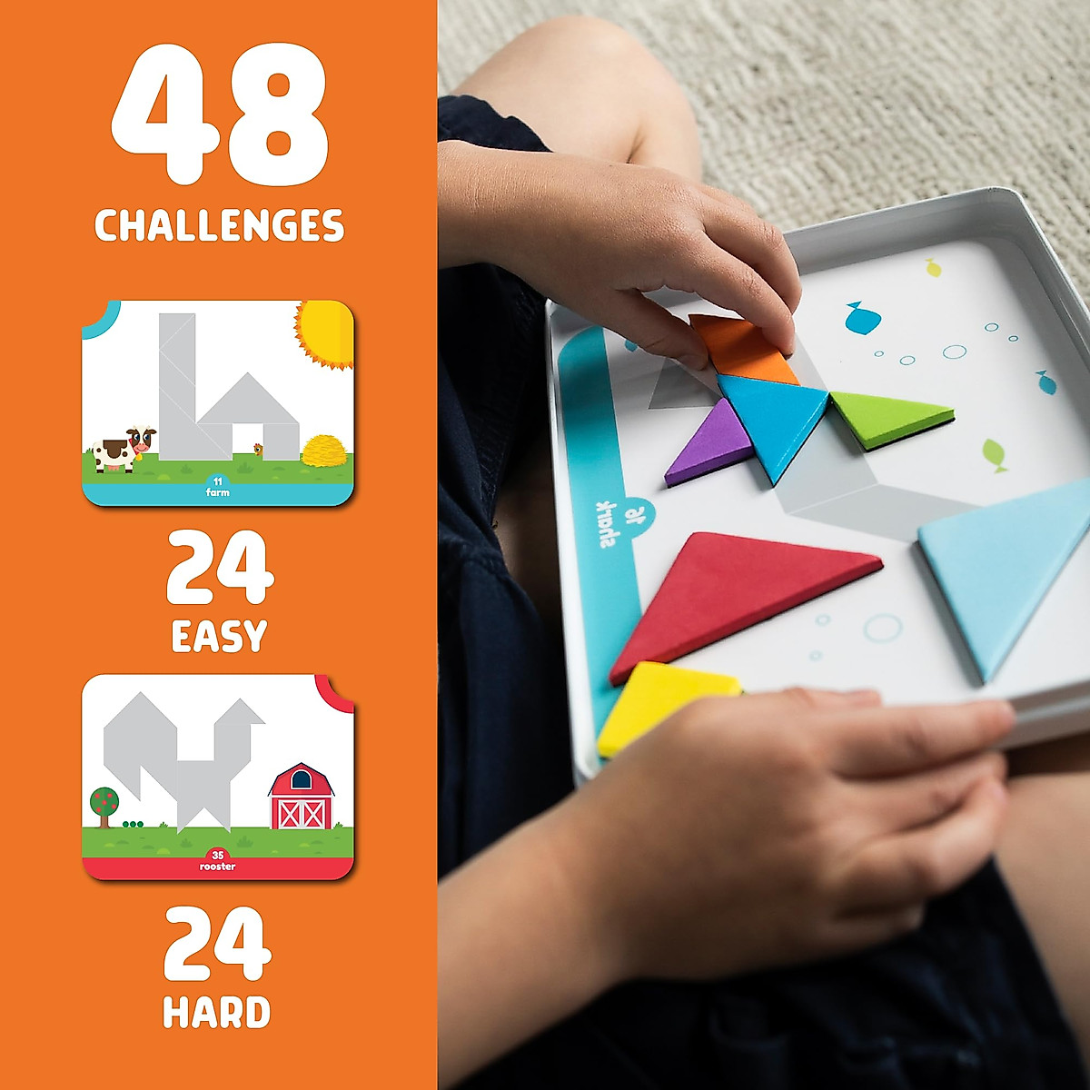 Chuckle & Roar - Shape Makers - Tangram Puzzle for Kids 3 and up - Magnetic Foam Blocks with Tray - Educational and Engaging Fun for Toddlers