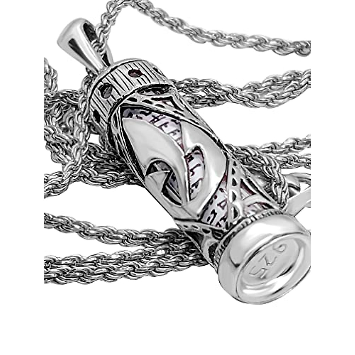 NanoStyle Mezuzah Necklace Bar Mitzvah Gifts 925 Sterling Silver Shin Shaddai Pendant Shema Israel Scroll Jewish Gifts from Israel for Men or Women, 20" Thick Silver Chain