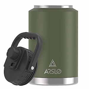 Arslo 1 Gallon Vacuum Insulated Jug,Double-Walled 18/8 Food-grade Stainless Steel 128oz Water Bottle,Hot/Cold Thermos Military Green