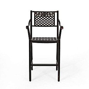 Christopher Knight Home Athena Outdoor 29" Aluminum Barstool (Set of 2), Copper Finish