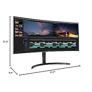 LG 38WN75C-B Monitor 38" 21:9 Curved UltraWide QHD+ (3840 x 1600) IPS Display, HDR 10, sRGB 99% Color Gamut, Tilt/Height Adjustable Stand, Black