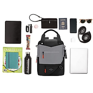 Sherpani Camden, Convertible Backpack Tote, Travel Backpack Purse, Laptop Backpack, Recycled Nylon Backpack, Crossbody Bags for Women Fits 15 Inch Laptop (Stone)