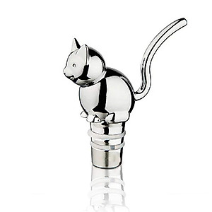 Funny Stainless Steel Wine Stopper Cat Wine Stopper for Wine Bottle Cute, Cat Bottle Stopper for Wine Lovers Valentine's Day Decorative Cat Bottle Stopper with Silicone Rubber Fitting