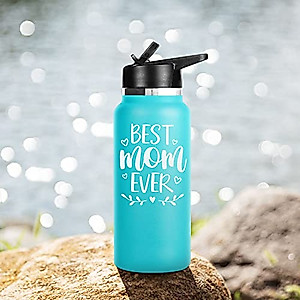 Best Mom Ever Water Bottles, Gifts for Mom from Son - 32oz Insulated Water Bottle, Mom Tumbler - Christmas Gifts for Mom from Daughter, Best Mothers Day Gifts & Birthday Gifts For New Mom, Step Mom
