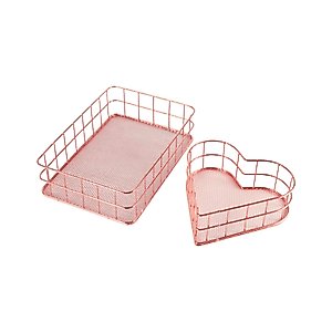 FWQJY Rose Gold Wire Metal Baskets Makeup Brushes Pen Storage Organizers Cosmetic holders Trays for Desk Drawer Countertop Office Bathroom Room Decor Accessories Organizing Home Decoration.