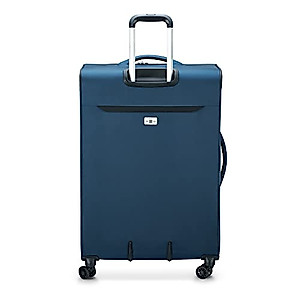 DELSEY Paris Sky Max 2.0 Softside Expandable Luggage with Spinner Wheels, Blue, 4 Piece Set w/Duffel