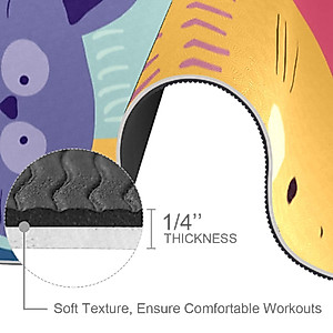 Unicey Cute Cartoon Cats Colorful Funny Kitty Yoga Mat Thick Non Slip Yoga Mats for Women&Girls Exercise Mat Soft Pilates Mats,(72x24 in, 14-Inch Thick), Multi