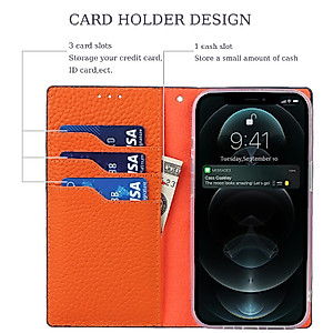 Ｈａｖａｙａ for iPhone 15 Pro Max leather case iPhone 15 Pro Max wallet case with Card Holder Flip Folio Genuine Leather cover with credit card slots for men and women-Deep blue Phone Case