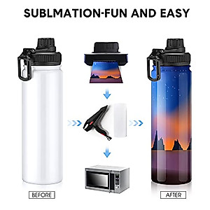 8 Pack Sublimation Sports Water Bottle Stainless Steel Vacuum Flask Sublimation Water Bottle Blanks Large Mouth Insulated Bottles Heat Transfer Insulated Flask with Spout Lid for Kids DIY Gift (22 oz)