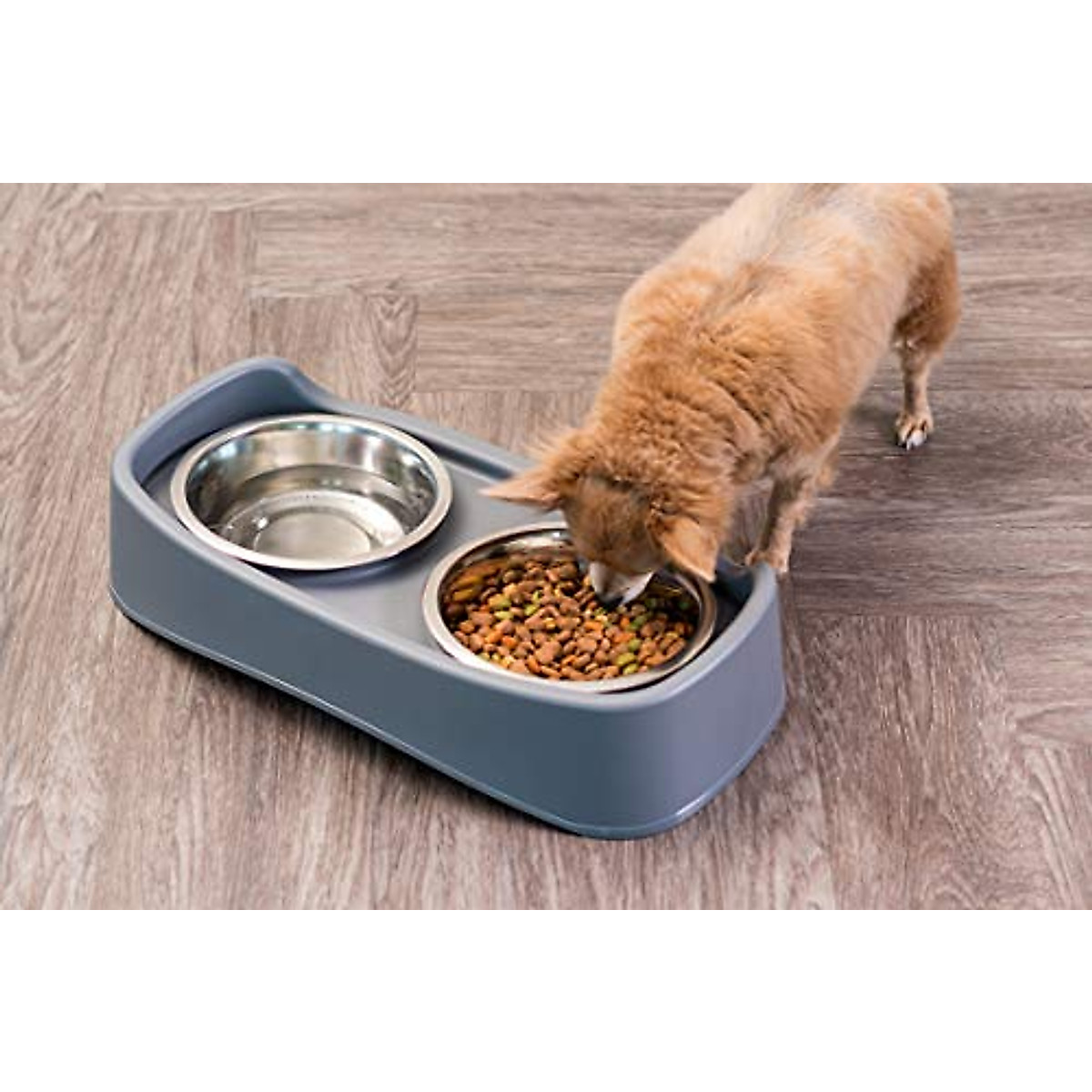 IRIS USA Large Elevated Pet Feeder with Attachable Legs and 2 Stainless Steel Bowls, For Small to Large Dogs Cats with 2 Quart Bowls and 12"H Legs Raised Pet Feeding Station, Dark Gray