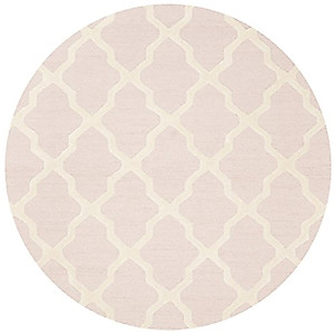 SAFAVIEH Cambridge Collection 4' Round Light Pink / Ivory CAM121M Handmade Trellis Premium Wool Area Rug