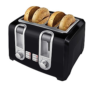 BLACK+DECKER T4569B 4-Slice Toaster, Bagel Toaster, Black