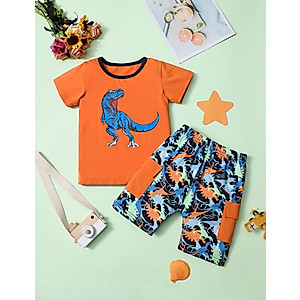 MIGU Toddler Boys Clothes 4-5T Short Sleeve Shirts Tops Shorts Pants Set 2pcs Spring Summer Clothes Dinosaur Outfits