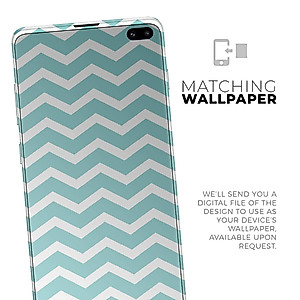 DesignSkinz White and Teal Chevron Stripes Protective Vinyl Decal Wrap Skin Cover Compatible with The Samsung Galaxy S20 (Screen Trim & Back Glass Skin)