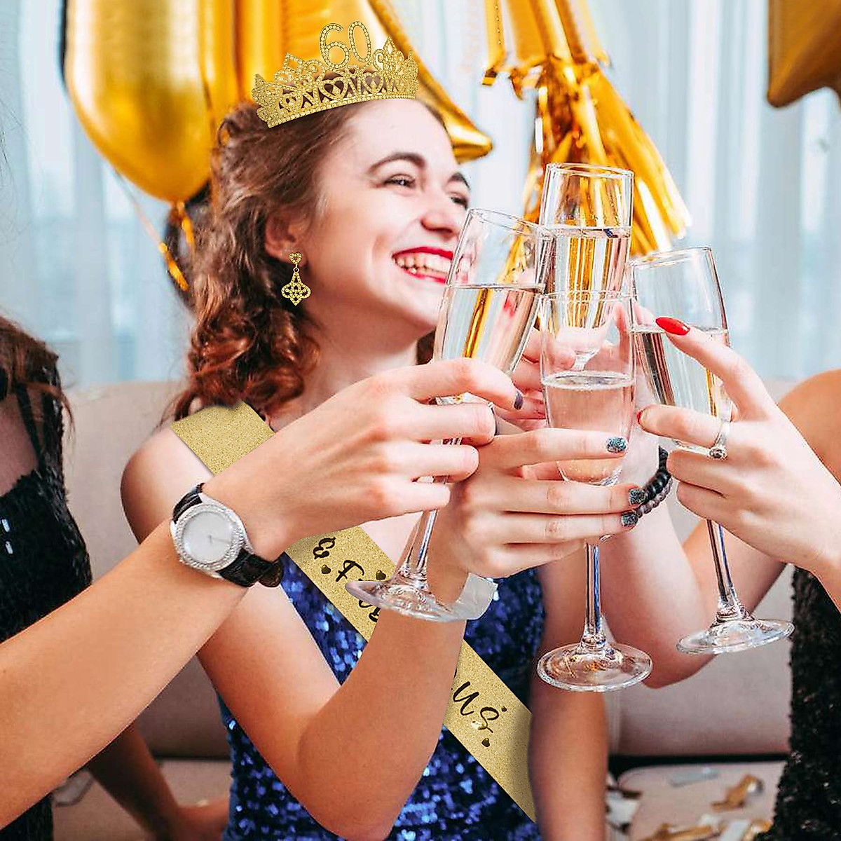 60th Birthday Gift for Her,60 and Fabulous,60th Bday Tiara and Sash,60th Birthday Crown,60th Birthday Sash,Gift for 60 Year Old Woman,60th Birthday Party Supplies,60th Birthday Decoration for Women