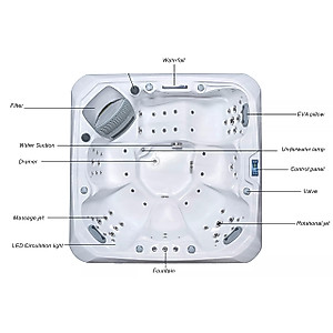 Comfort Hot Tubs - Hot Tub Spa - Seats 5-6 People - 51 Jets – Roll Cover, Water Fountains, Ozonator, LED Lights, Headrests, and More