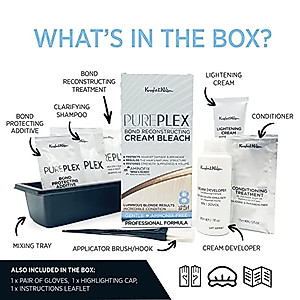 Knight & Wilson PurePlex Cream Hair Bleach. Powder Free. Bond Reconstructing. Up to 8 of Lift, Protects & Repairs during Lightening. Complete bleaching kit with tint bowl and brush. Ammonia Free.