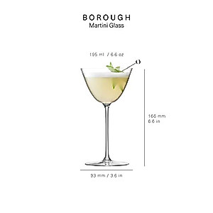 LSA International Borough Martini Glass 195 ml Clear | Set of 4 | Dishwasher Safe | BG08