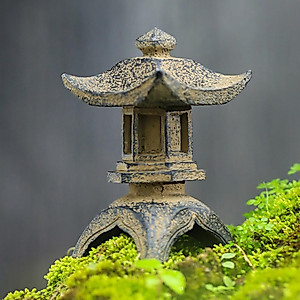 Yardwe Miniature Pagoda Statue Zen Garden Pagoda Mini Pavilion Pagoda for Chinese Japanese Micro Landscape Plant Pot Bonsai Aquarium Decoration