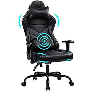 Blue Whale Massage Gaming Chair Desk Office Chair Ergonomic High Back Racing Computer Chair with Headrest and Lumbar Support Backrest, Seat Height Adjustable Swivel Chair(Black)